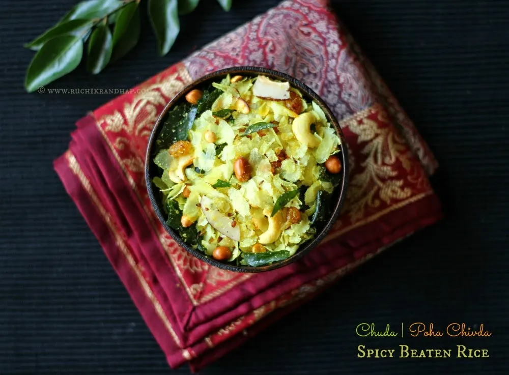 Chuda | Poha Chivda | Spicy Beaten Rice Snack - Ruchik Randhap